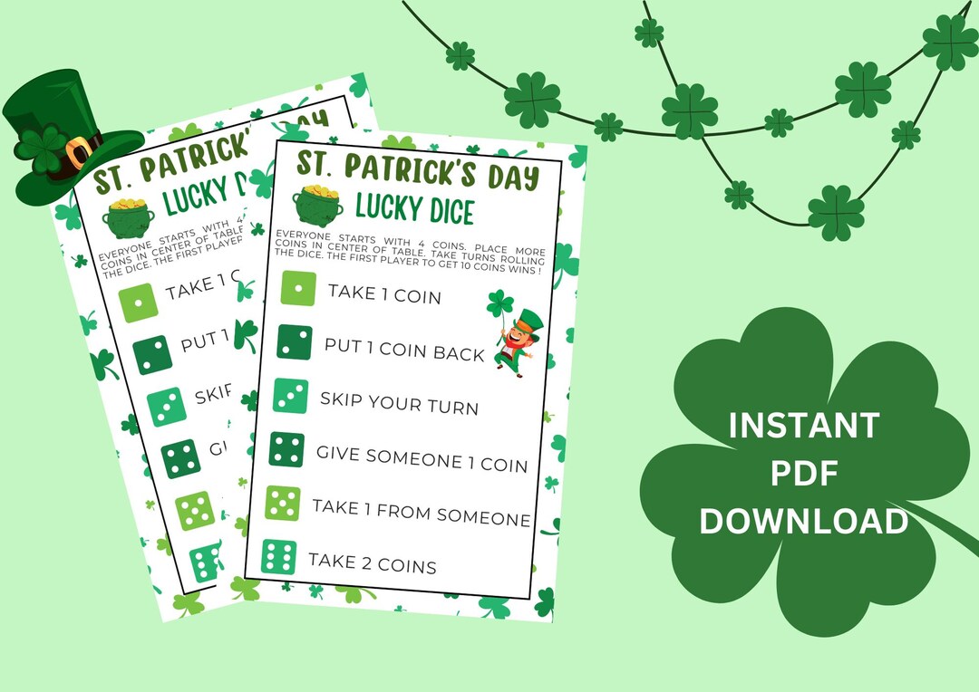 Leprechaun Dice Game, St. Patrick's Day Candy Dice Game, Printable Roll ...