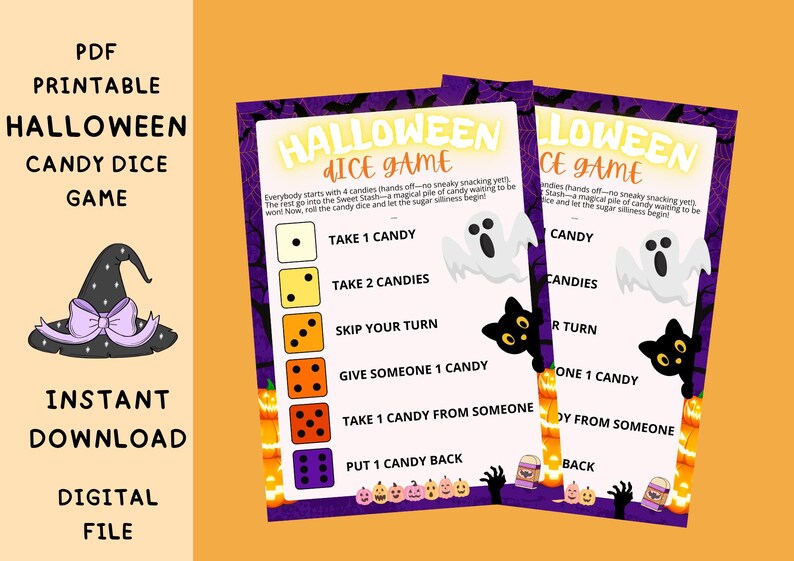 Halloween Candy Dice Game: Printable Classroom Activity (PDF) - Etsy