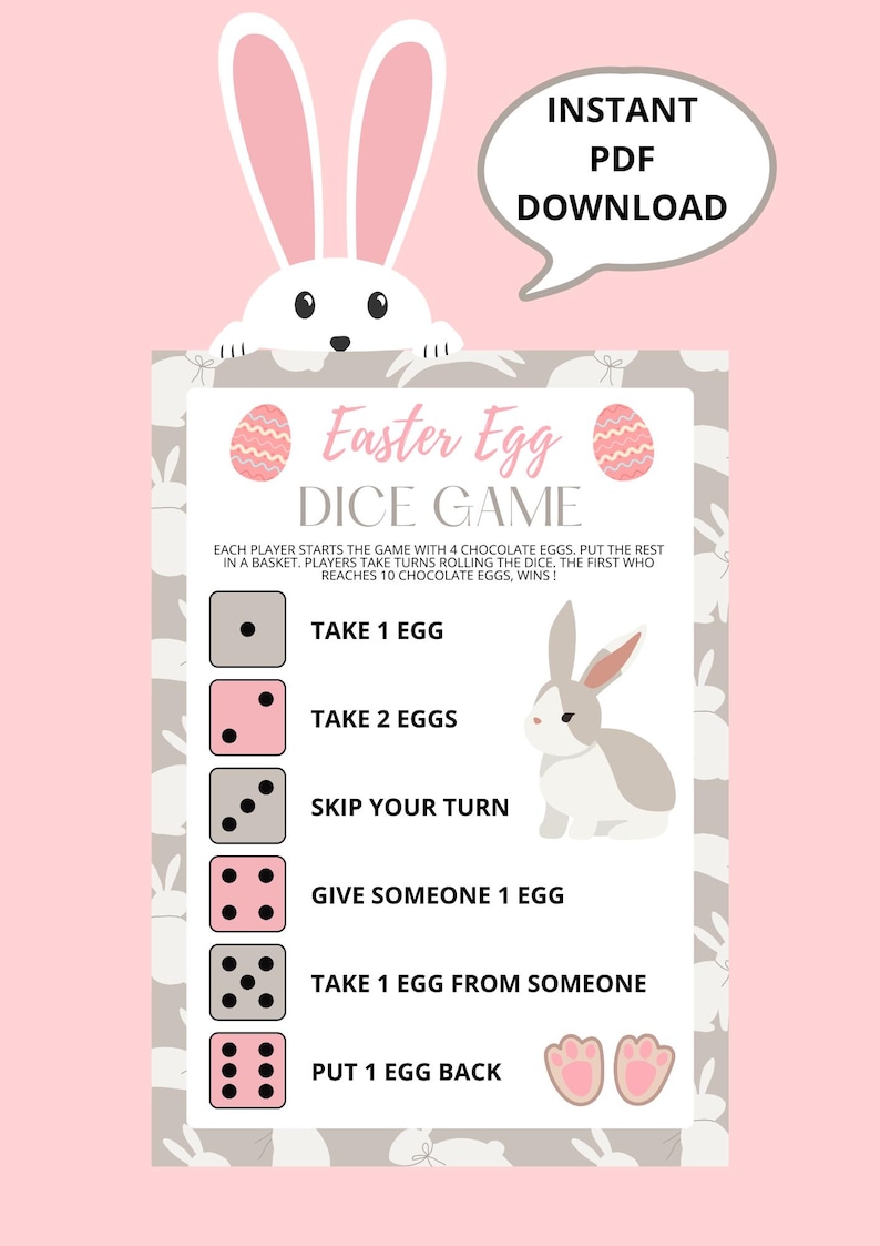 Easter Egg Dice Game Printable Fun Classroom Egg Exchange Game for Kids ...