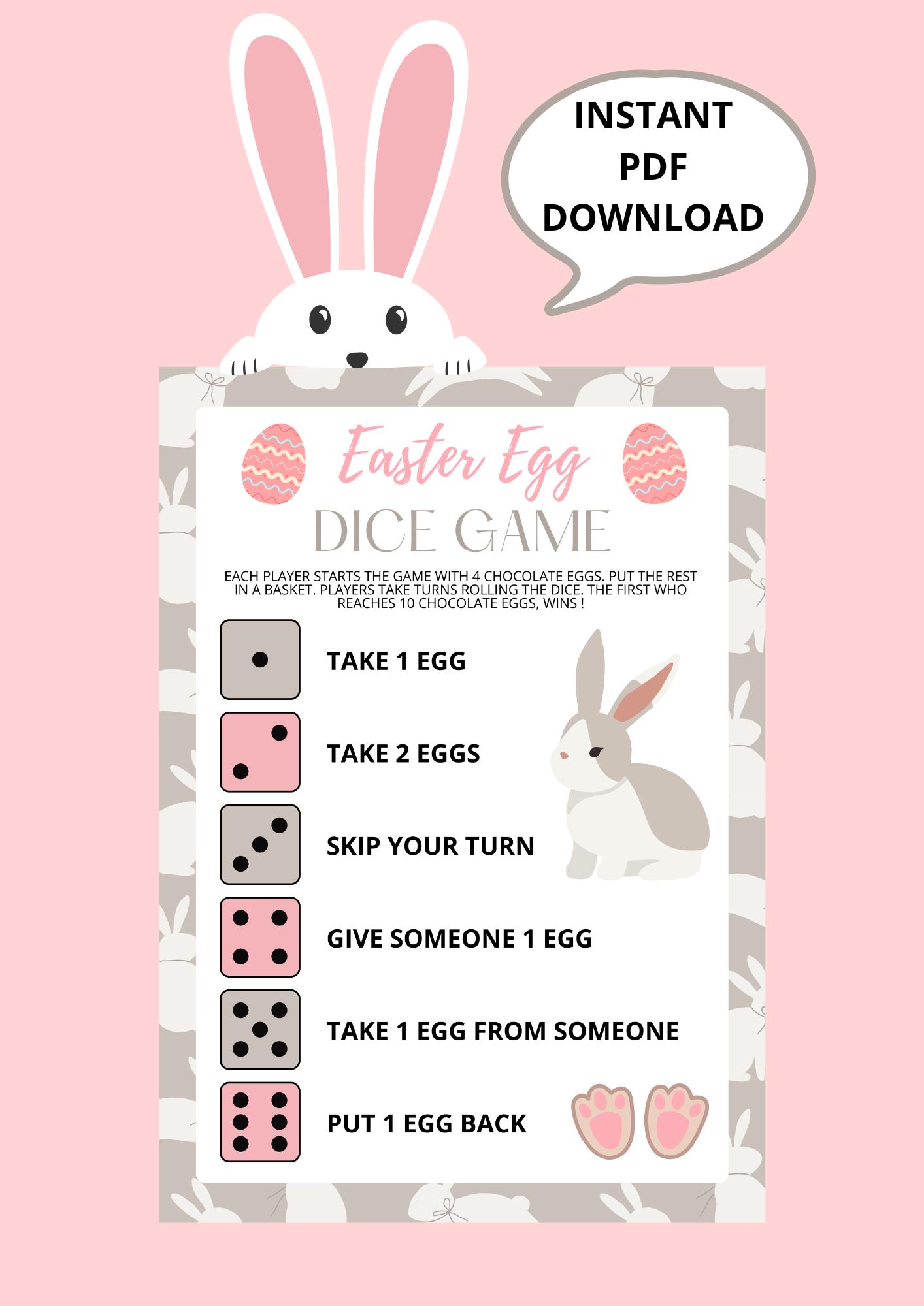 Easter Egg Dice Game Printable Fun Classroom Egg Exchange Game for Kids ...
