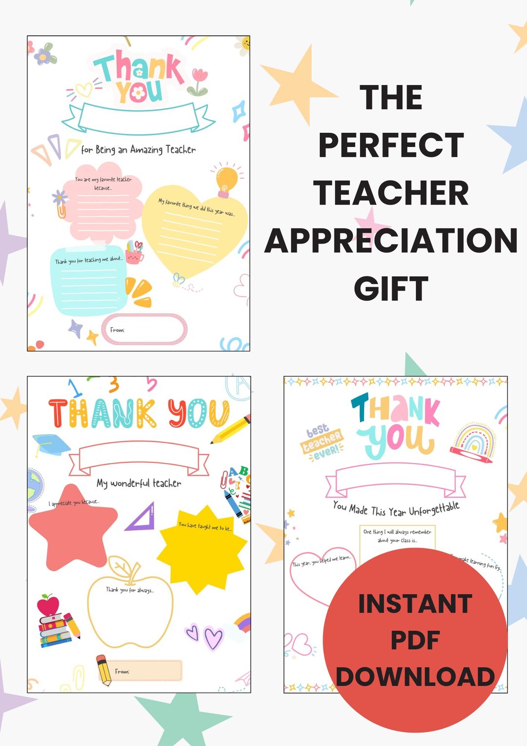 Teacher Appreciation Printable Teacher Appreciation Week Gift Thank You ...
