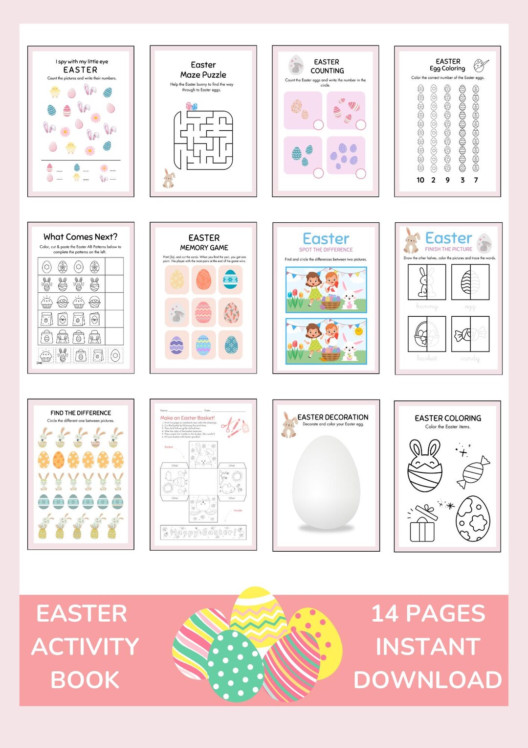 Preschool Easter Activity Book,printable Easter Activities,coloring ...