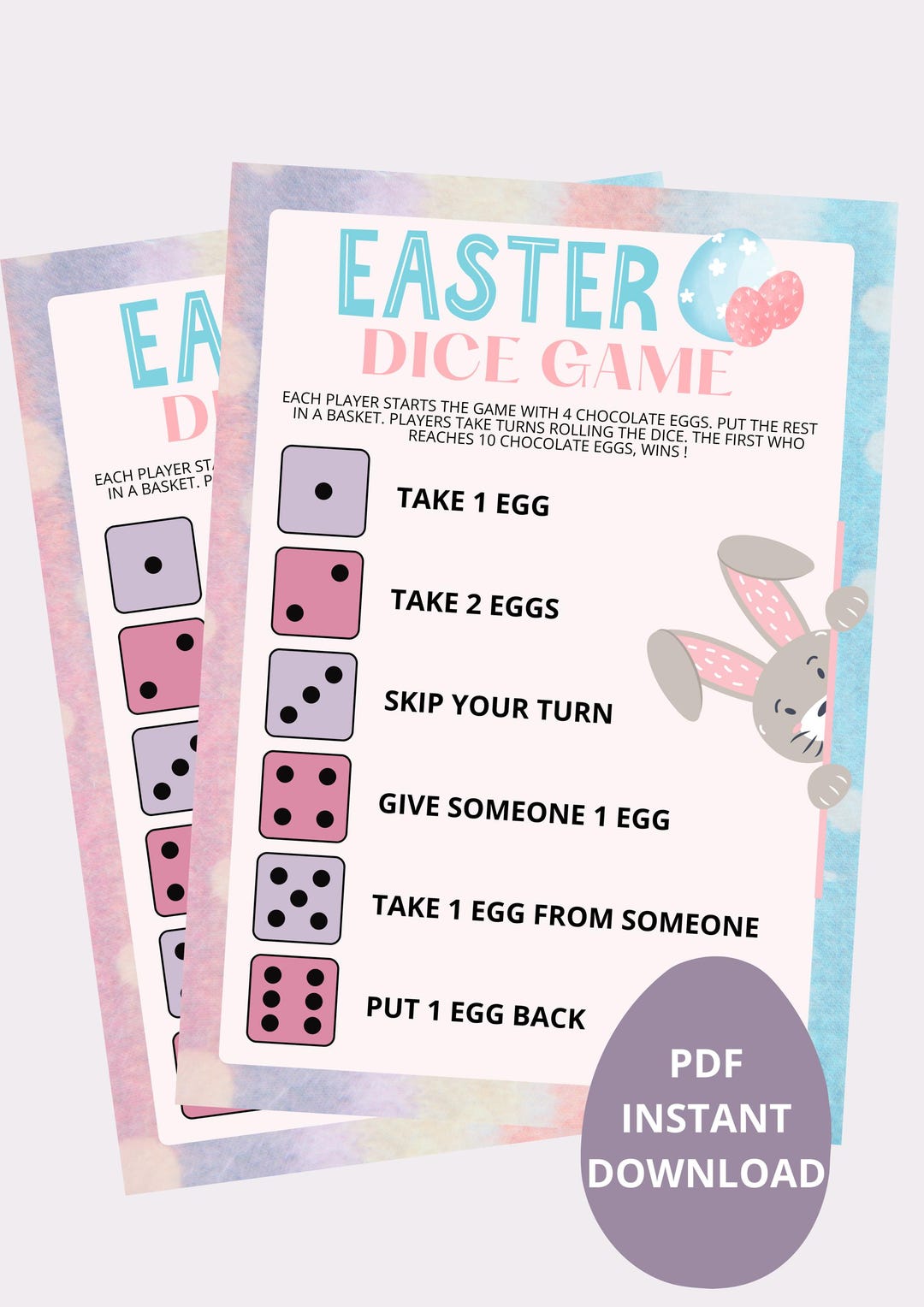Easter Egg Dice Game Printable Fun Classroom Egg Exchange Game for Kids ...