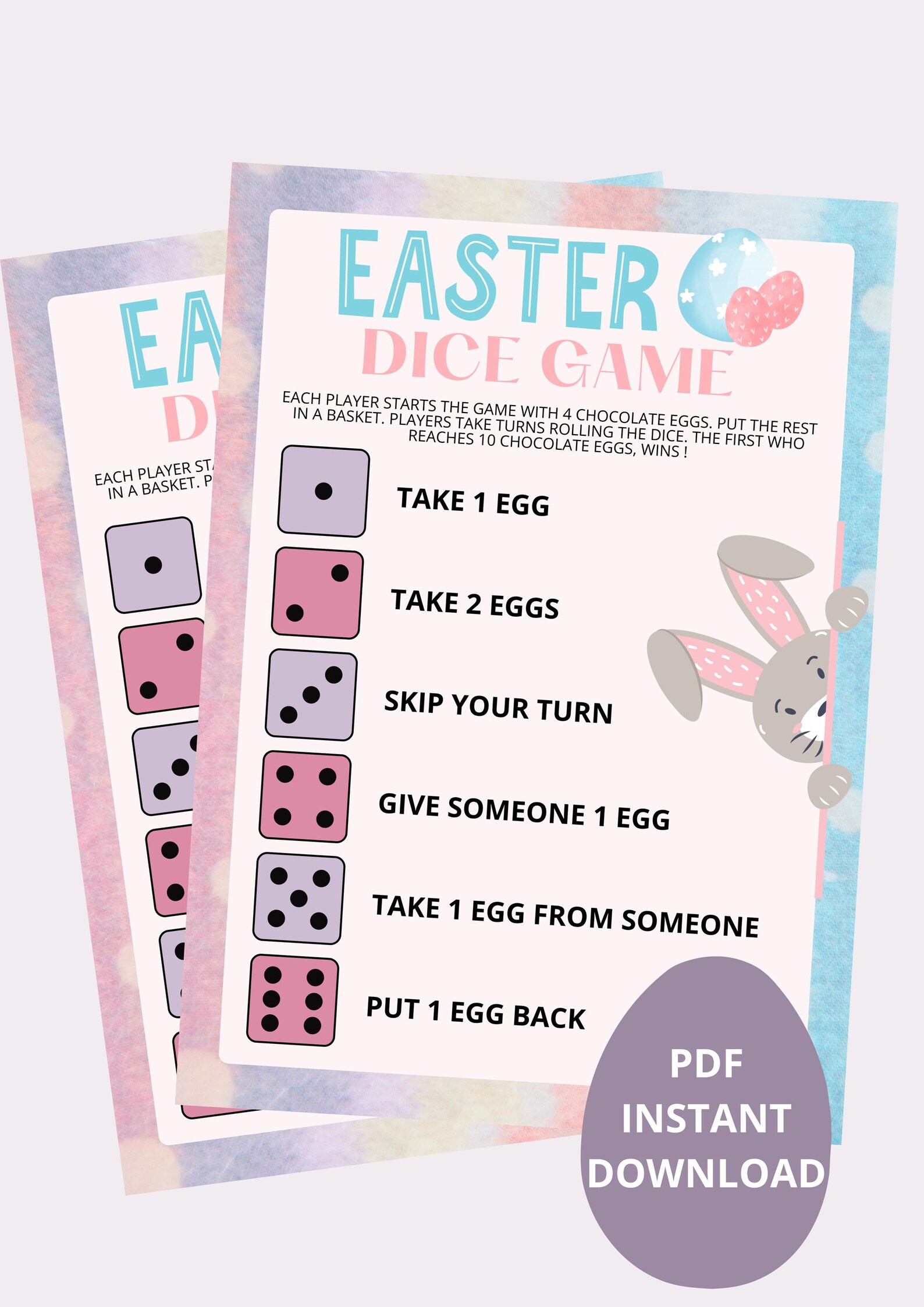 Easter Egg Dice Game Printable Fun Classroom Egg Exchange Game for Kids ...