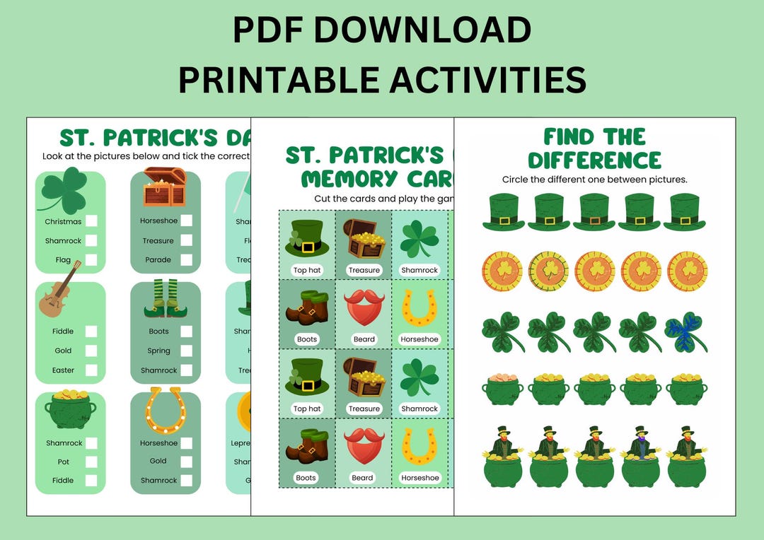 St Patricks Day Activities,printable PDF Activities,classroom Games ...