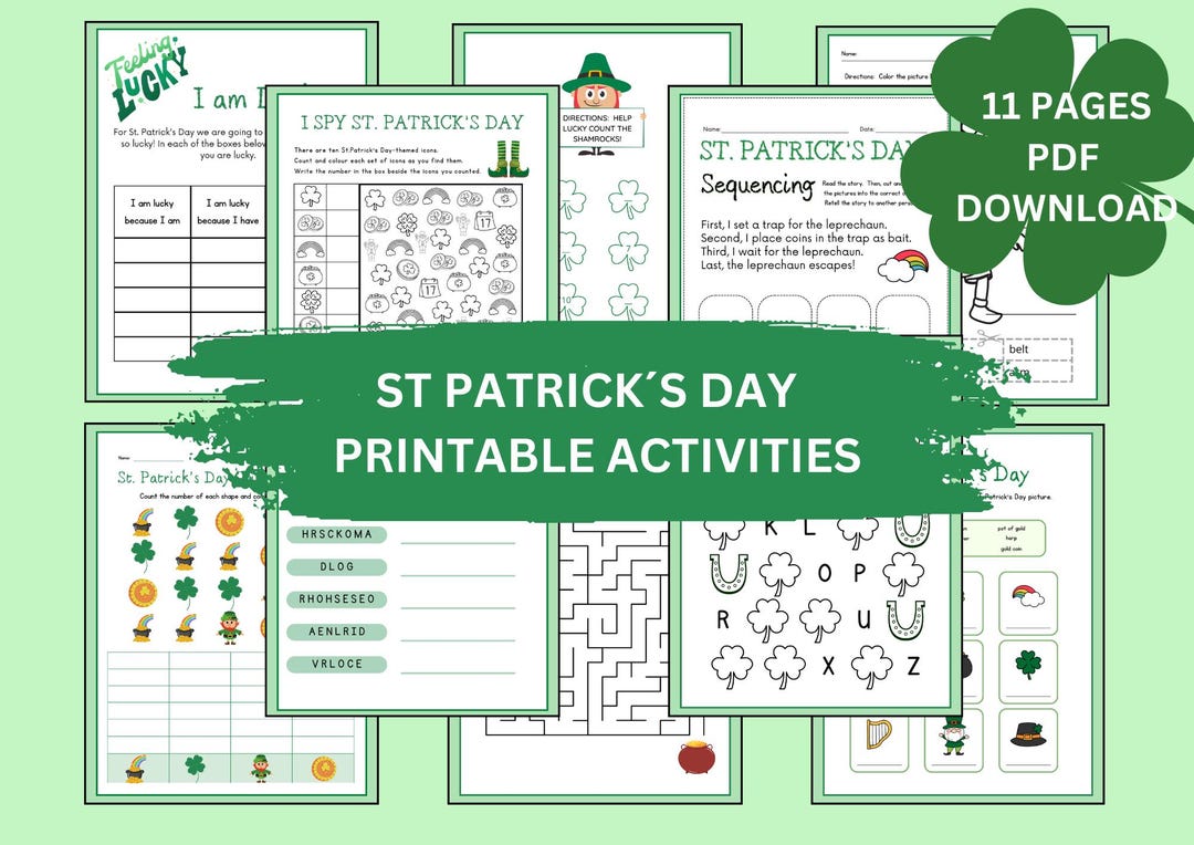 Printable St. Patrick's Day Activity Bundle,st. Patricks Kids Activity ...