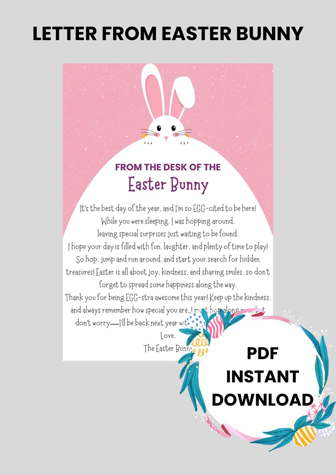 Letter From the Desk of the Easter Bunny,easter Bunny Letter,egg Hunt ...