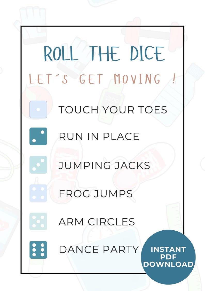 Printable Exercise Dice Game: Fun Fitness Activity (PDF) - Etsy