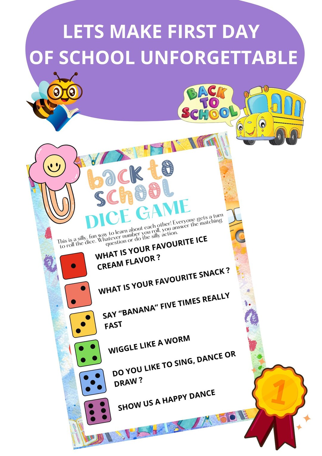 Dice Game, Classroom,first Day of School Activities,icebraker Games ...