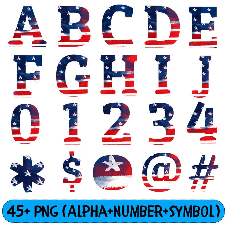 4th of July Alphabet Set PNG, American Flag Letters, Alpha America Set ...