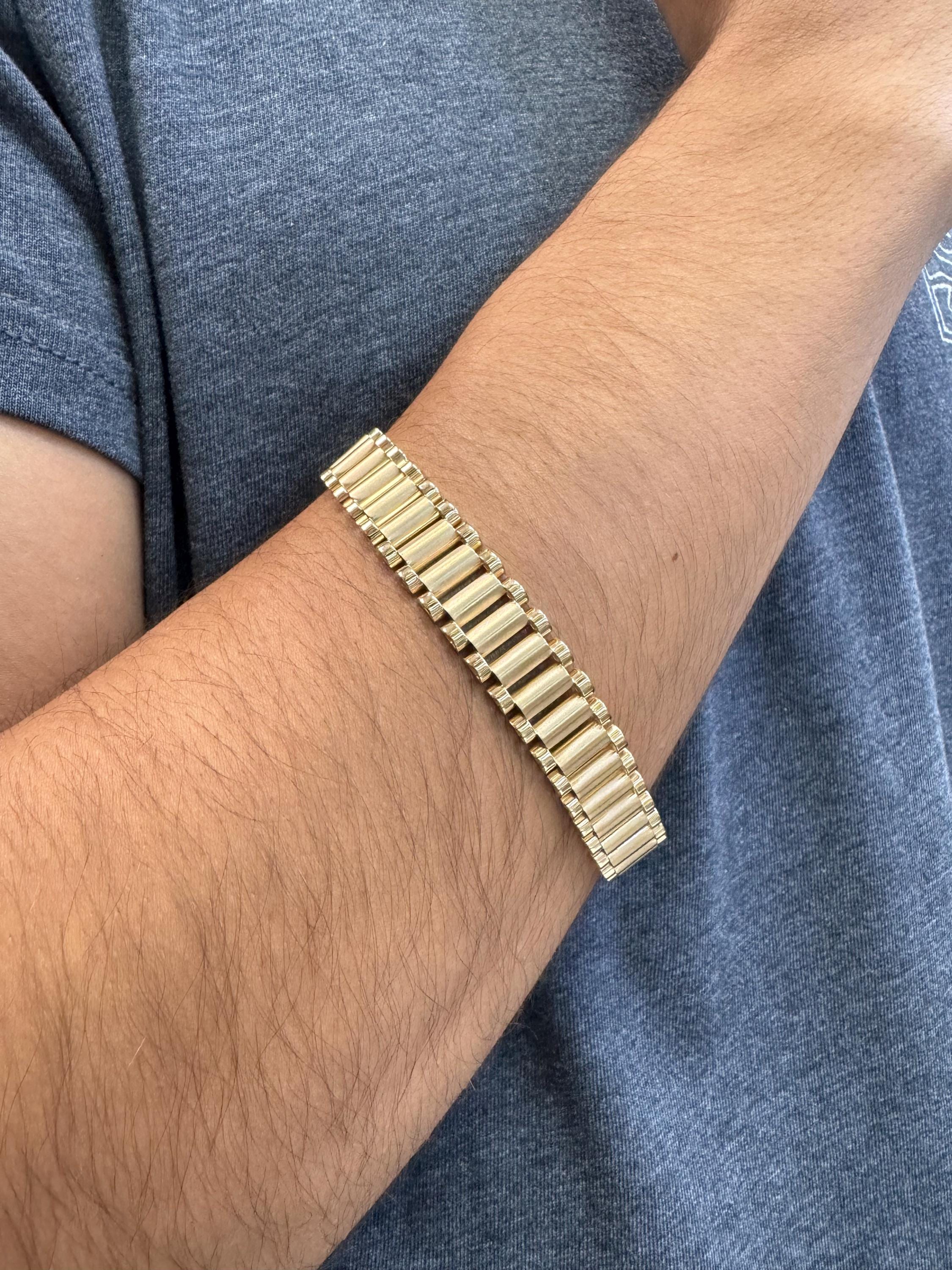 14K Solid Yellow Gold Watch Link Bracelet - Etsy