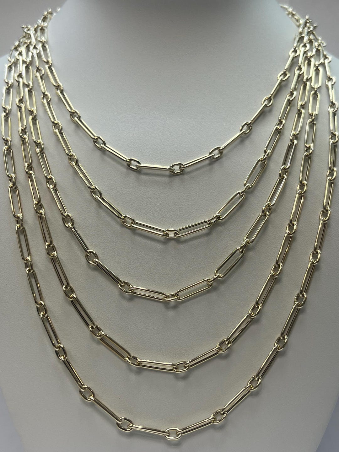 Paperclip With Alternating Round Links 14k Yellow Gold - Etsy