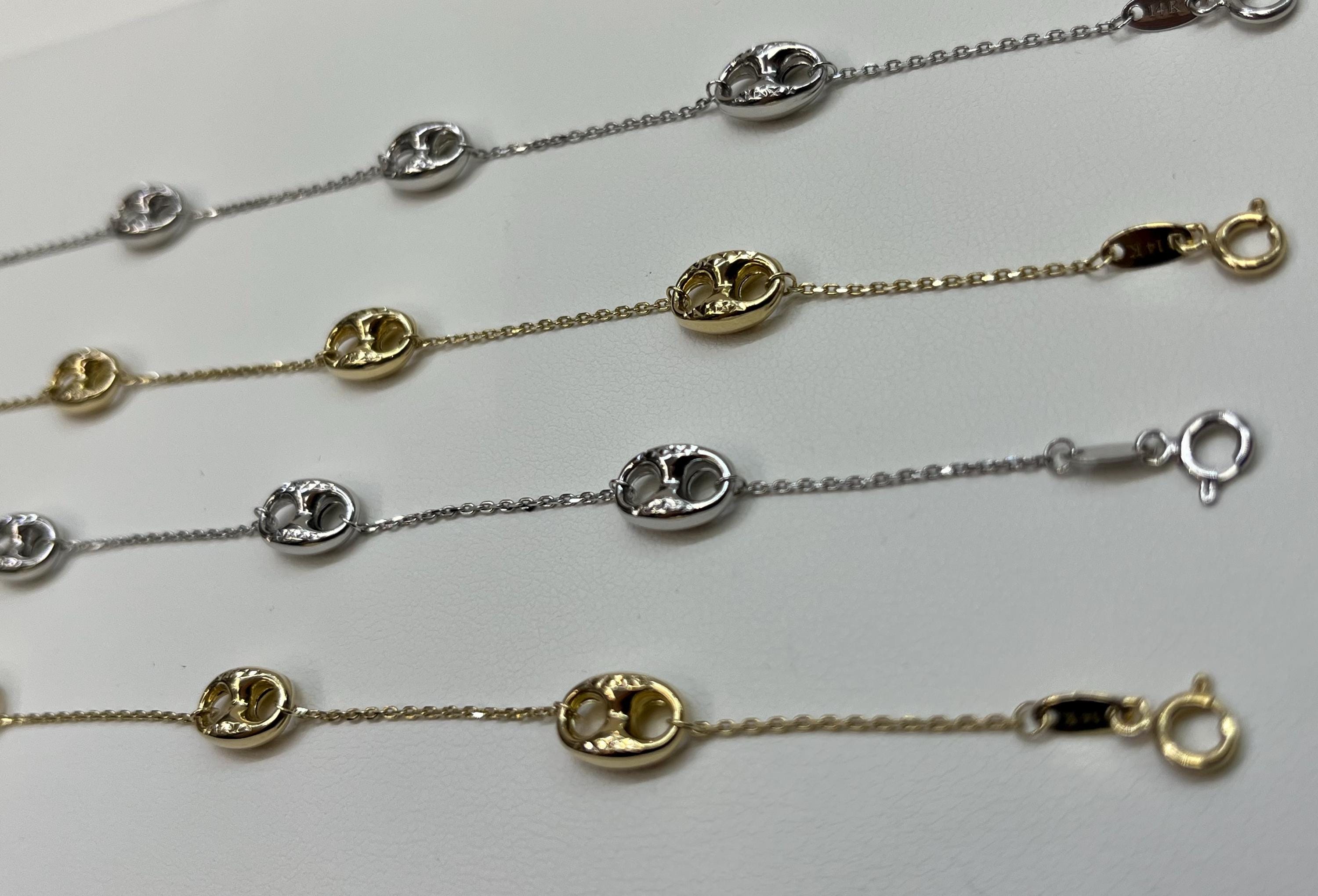14k Gold Puff Mariner Linked Bracelet - Etsy