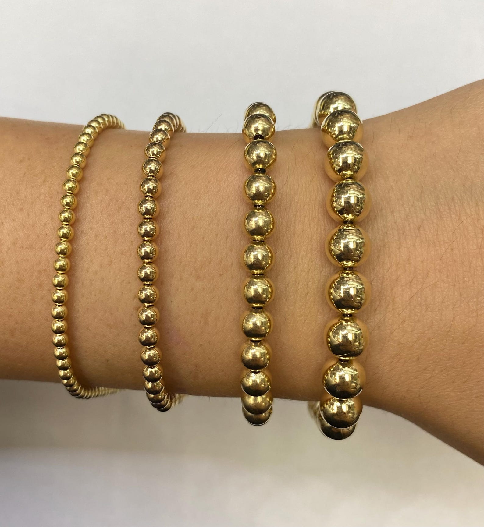 14k Solid Yellow Gold High Polish Ball Bracelet 3mm/4mm/6mm/7.7mm - Etsy