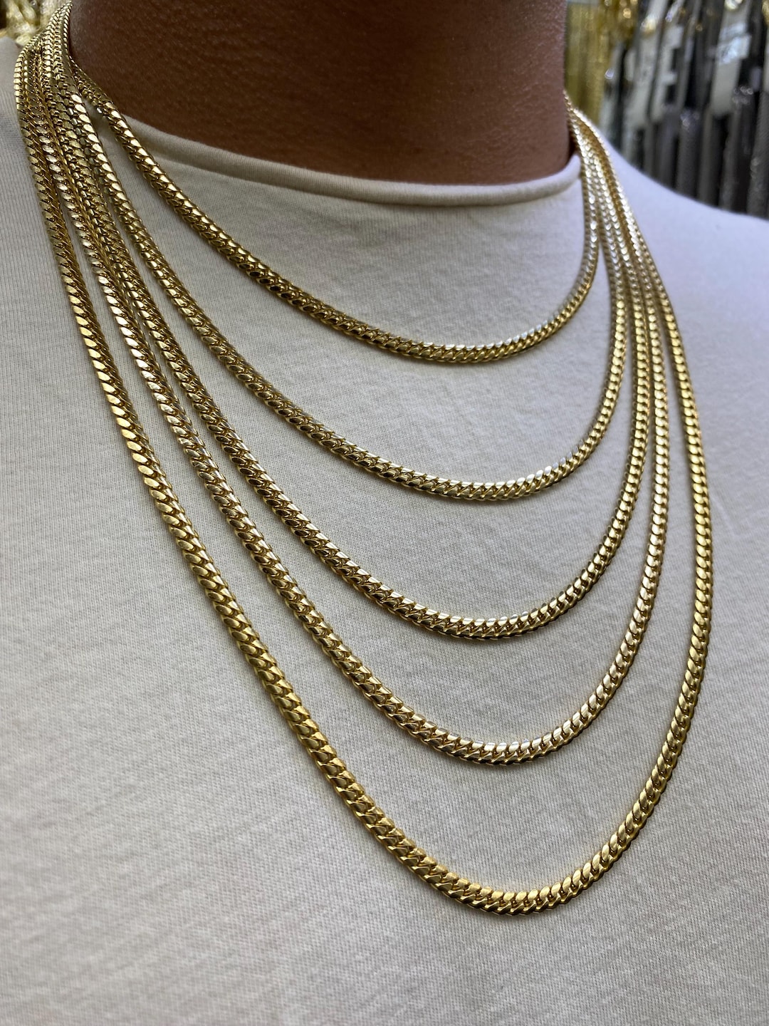 Solid 14K Yellow Gold Miami Cuban Chains - Etsy