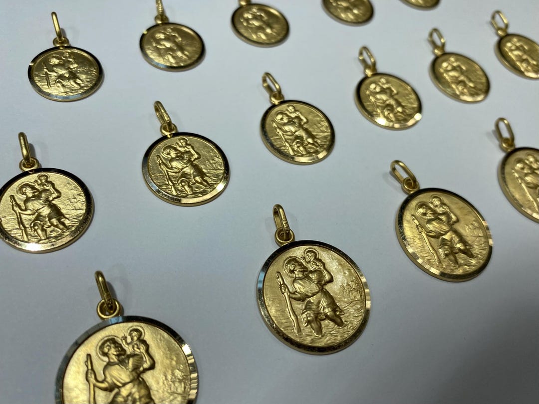 Saint Christopher Metal 14k Yellow Gold - Etsy