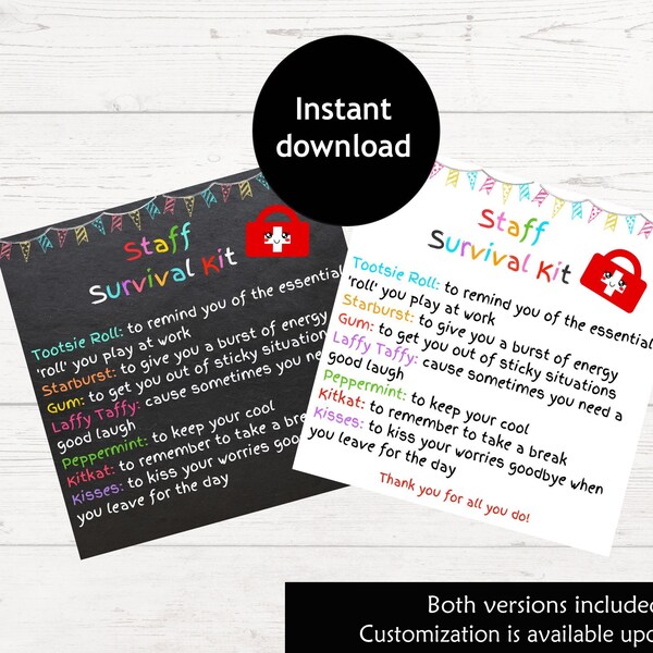 Staff Survival Kit - Etsy