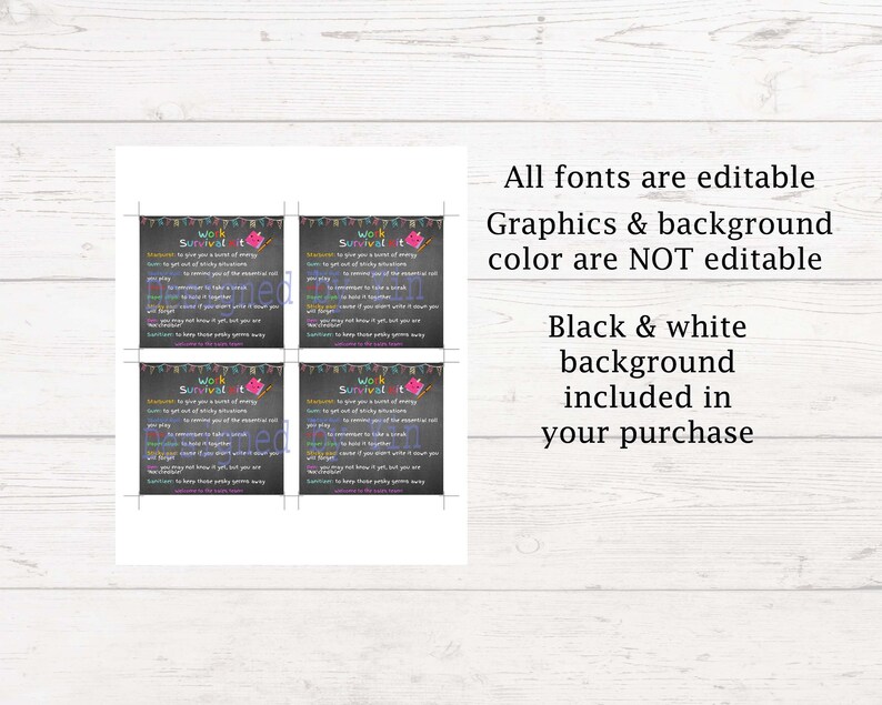 Editable Work Survival Kit Survival Kit for New Staff and Employee ...