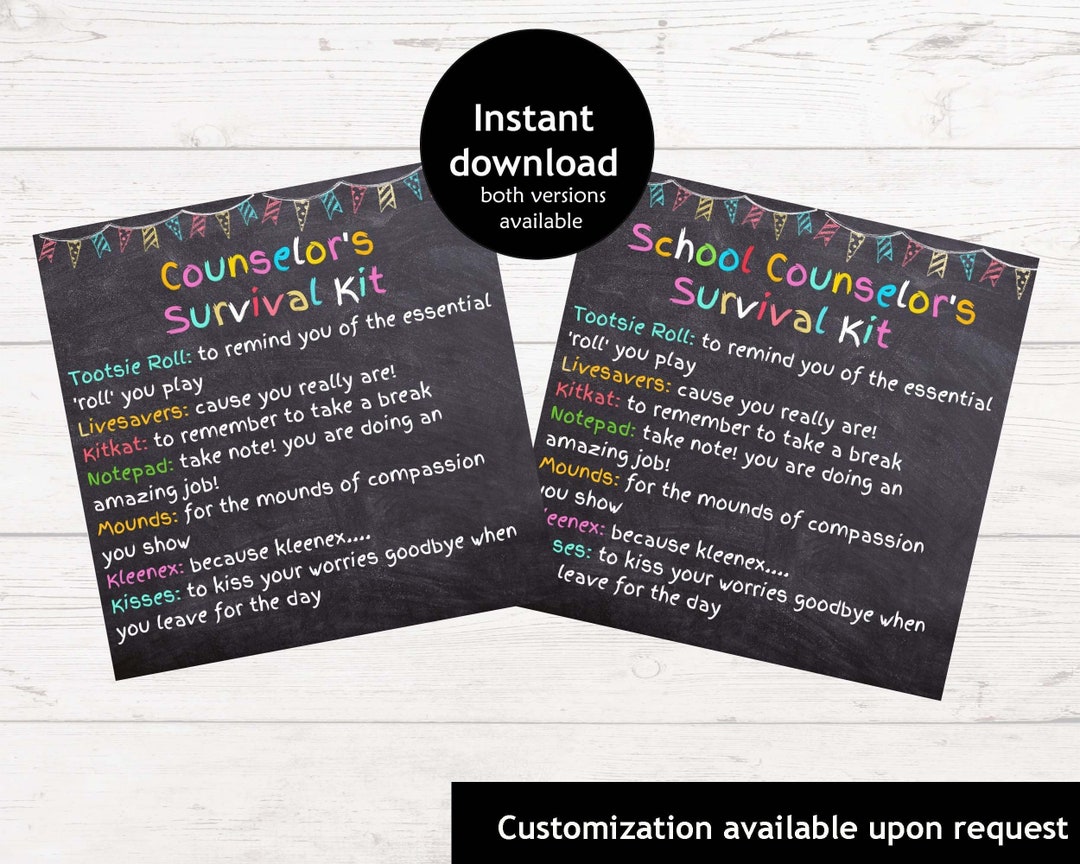 School Counselor Survival Kit | Counselor Appreciation Gift | Printable ...