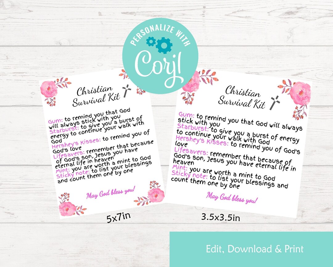 Editable Christian Survival Kit Printable Christian Survival Kit Gift ...