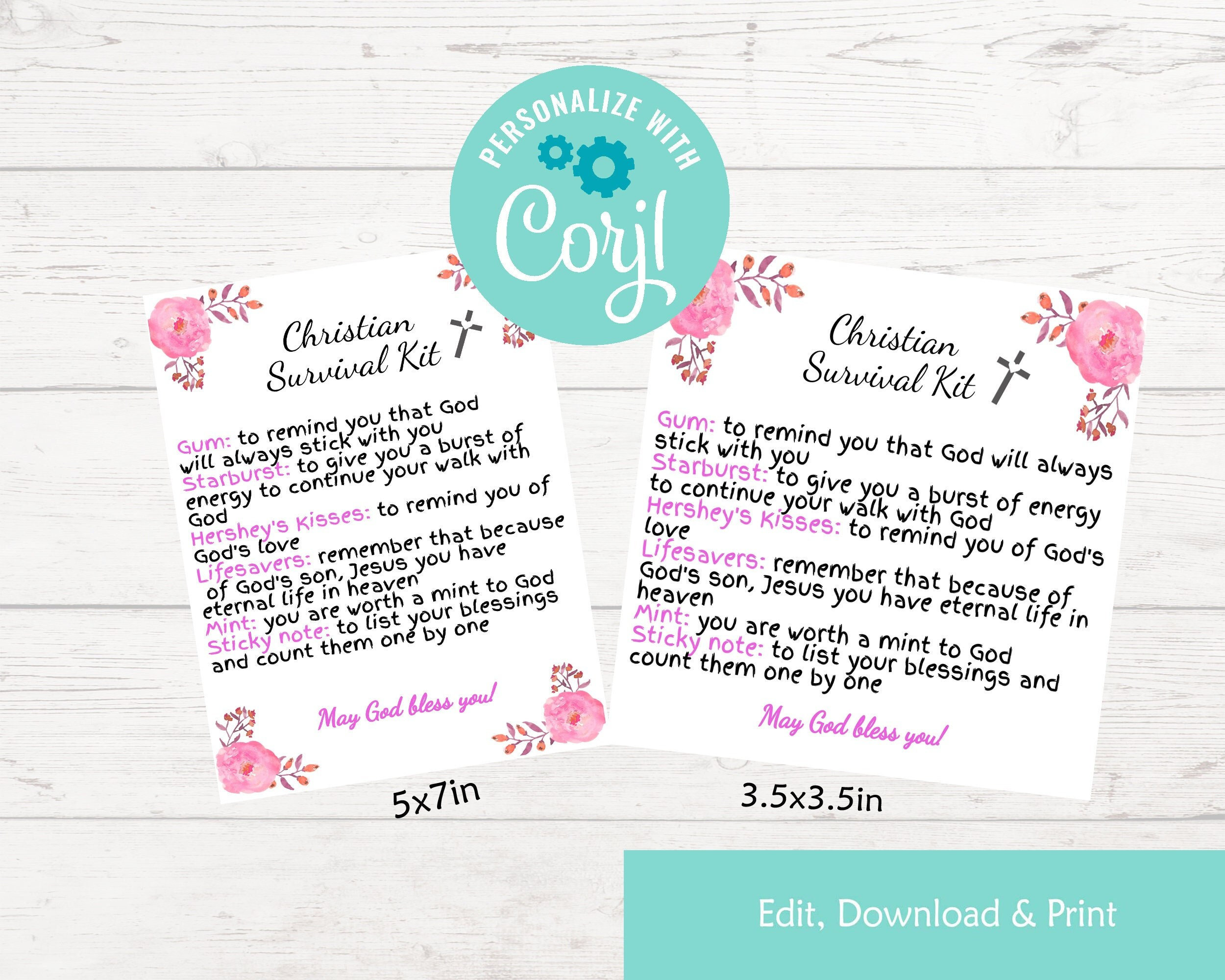 Editable Christian Survival Kit Printable Christian Survival Kit Gift ...