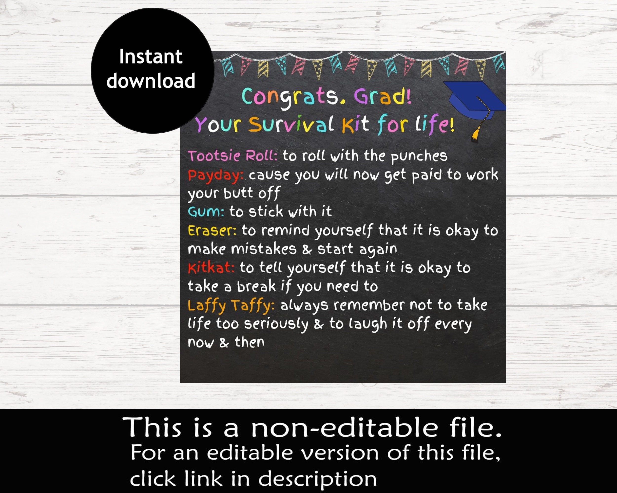 Graduate Survival Kit Tag Congrats Grad, Survival Kit for Life ...