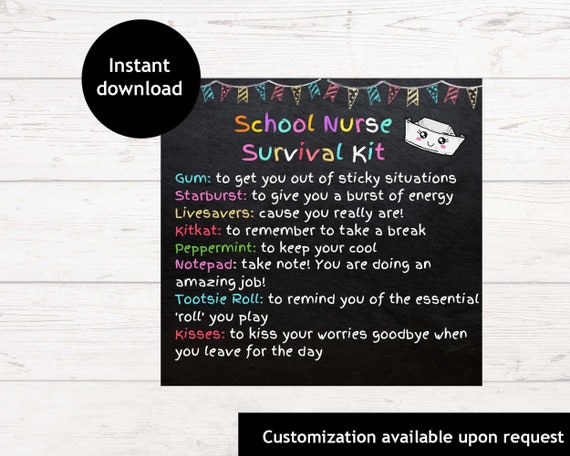 School Nurse Survival Kit Printable Survival Kit Gifts for - Etsy
