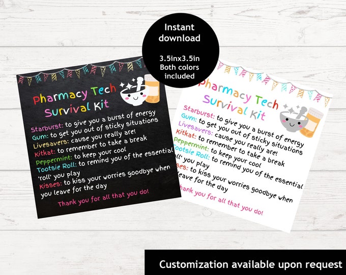 Pharmacy Tech Survival Kit Printable Survival Kit Pharmacy - Etsy