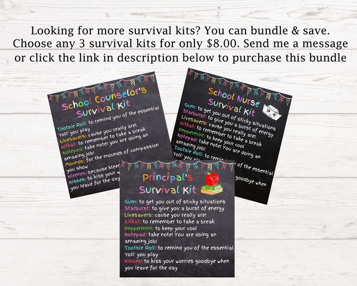 Principal's Survival Kit Printable Survival Kit Tag - Etsy