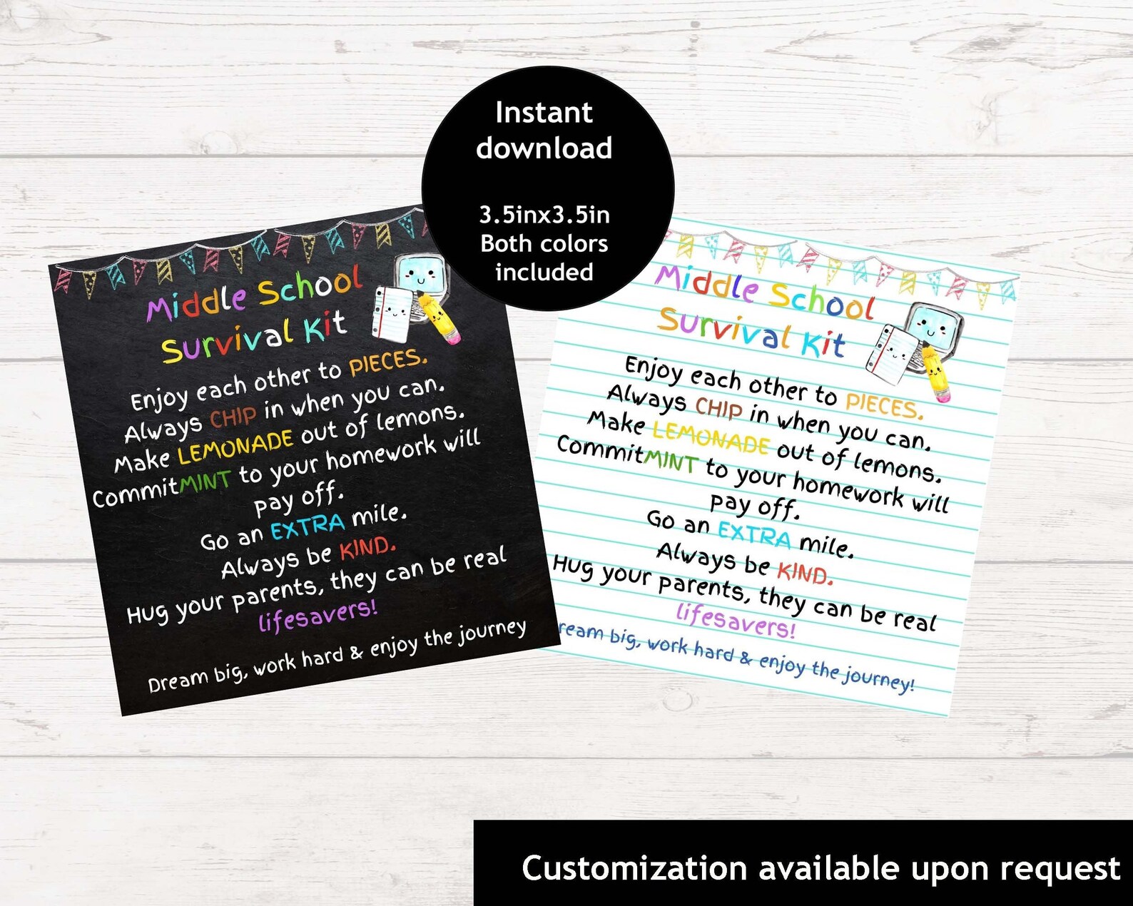 Middle School Survival Kit Printable Survival Kit for Middle - Etsy