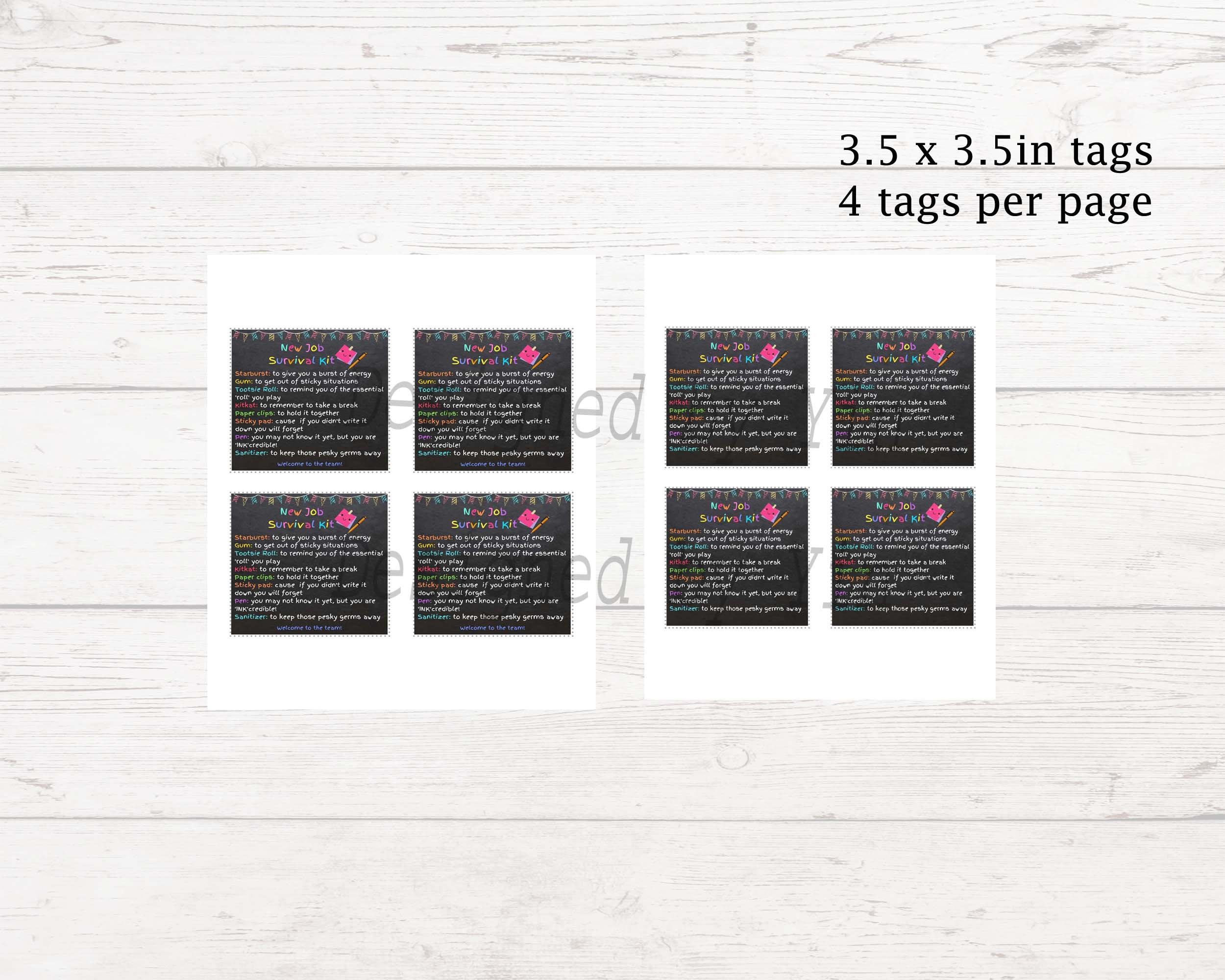New Job Survival Kit Tag Printable Survival Kit New Employee Gift ...