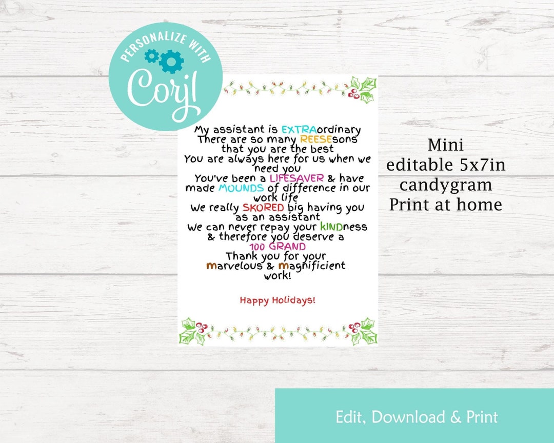 Holiday Gift Tag for Assistant Funny Christmas Gift for Office ...