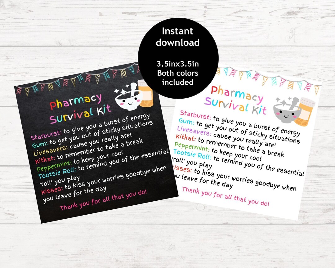 Pharmacy Survival Kit | Pharmacist Appreciation Gift Tag | National ...