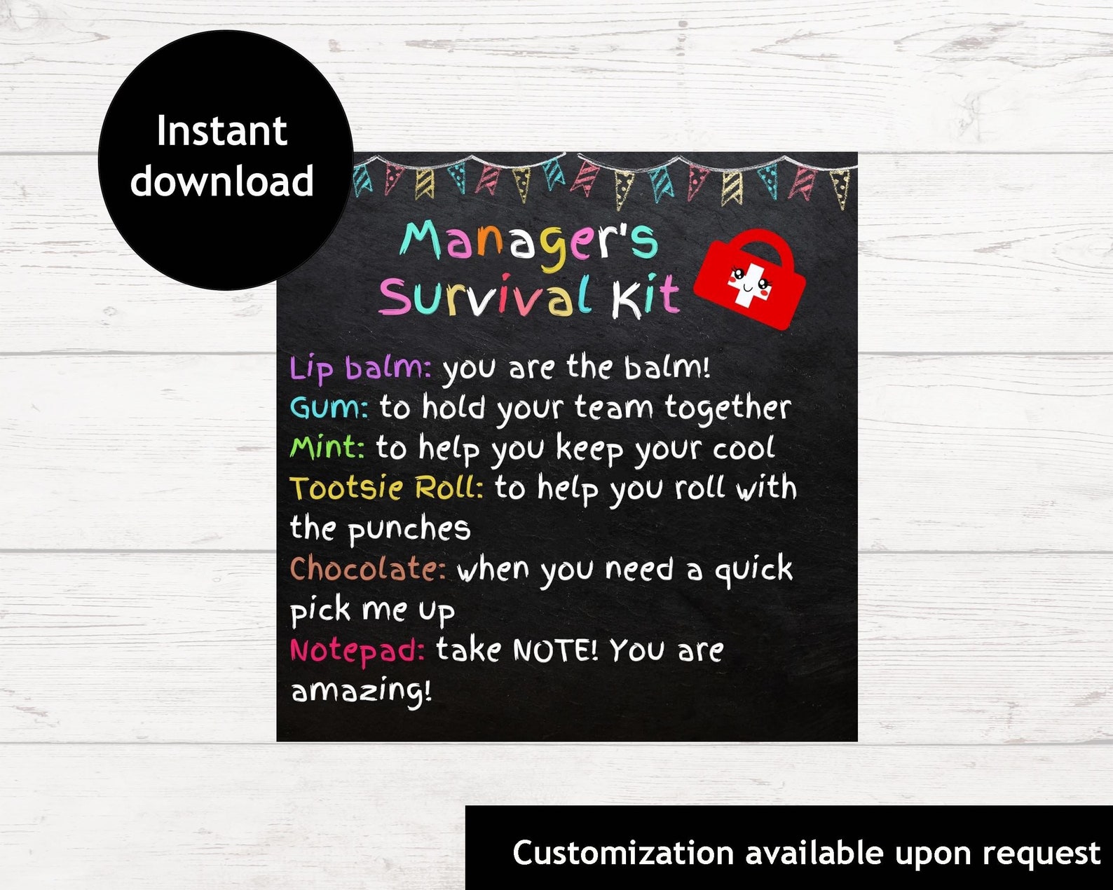 Manager Survival Kit Tag Printable Survival Kit for Managers Gifts for ...
