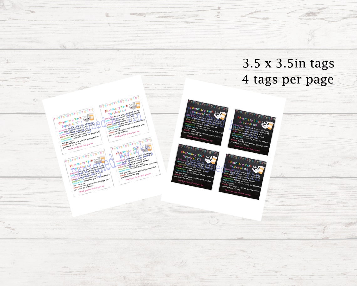 Pharmacy Tech Survival Kit | Printable Survival Kit | Pharmacy Tech ...