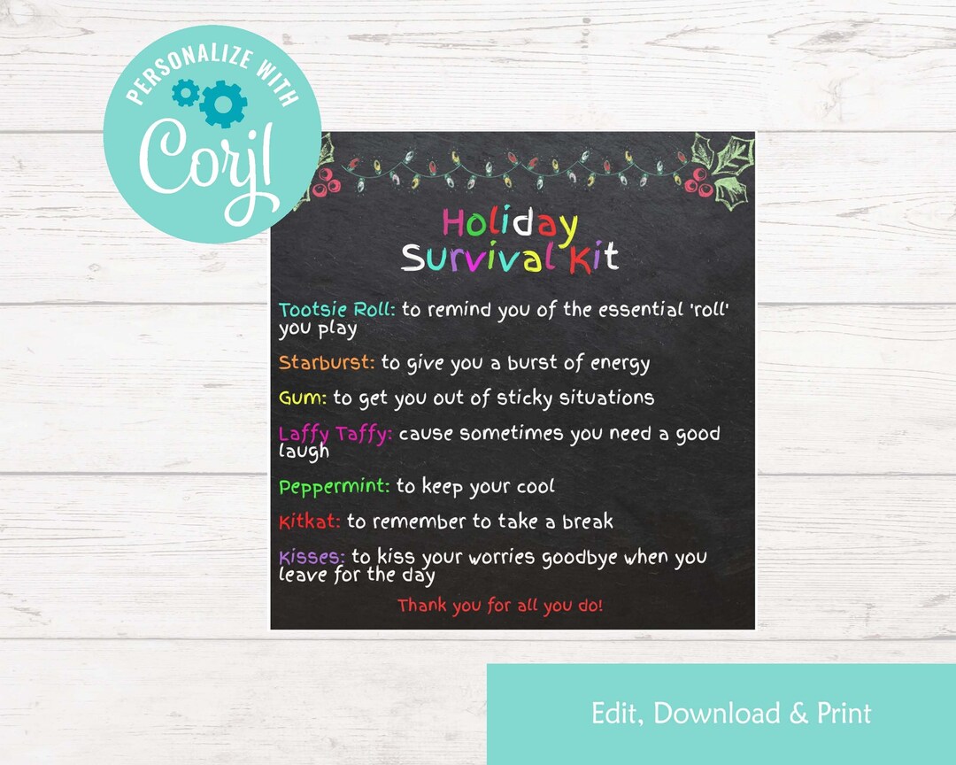 Editable Holiday Survival Kit Staff Survival Kit for Christmas Retail ...