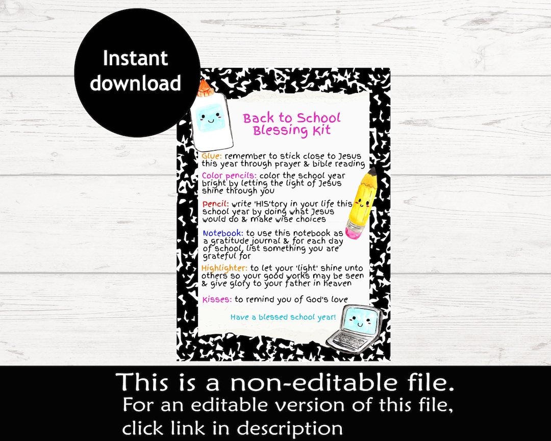 Back to School Blessing Kit | Back to School Prayer Gift Tag ...