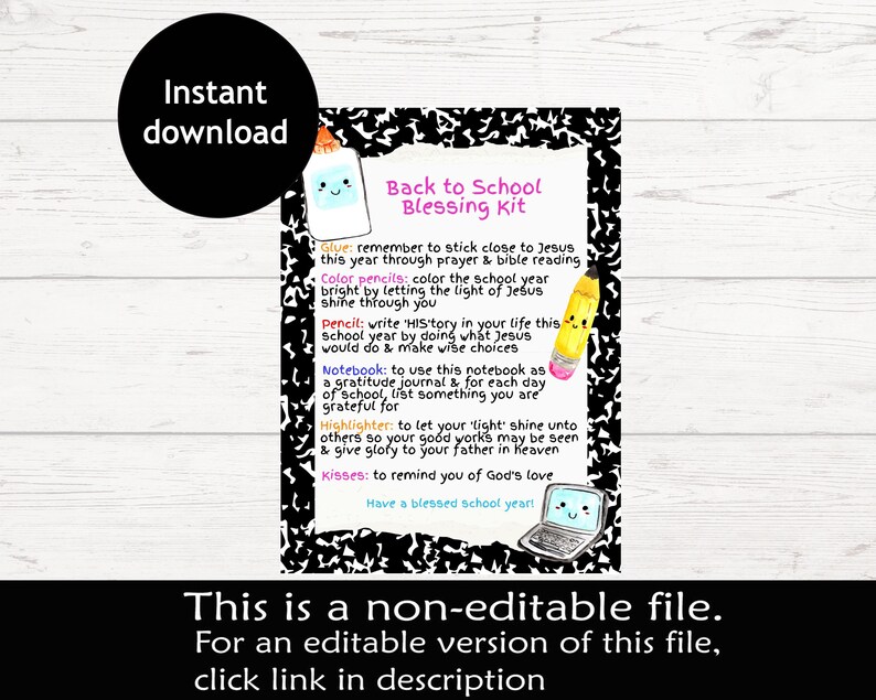Back to School Blessing Kit | Back to School Prayer Gift Tag ...