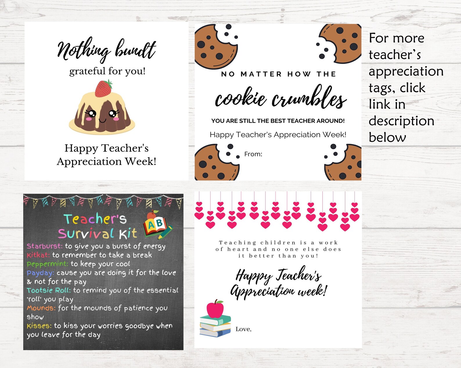Teacher's Appreciation Bundt Cake Gift Tags Printable | Etsy