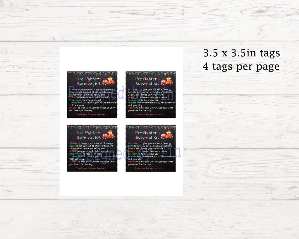 Firefighter Survival Kit | Printable Survival Kit | Firefighter ...