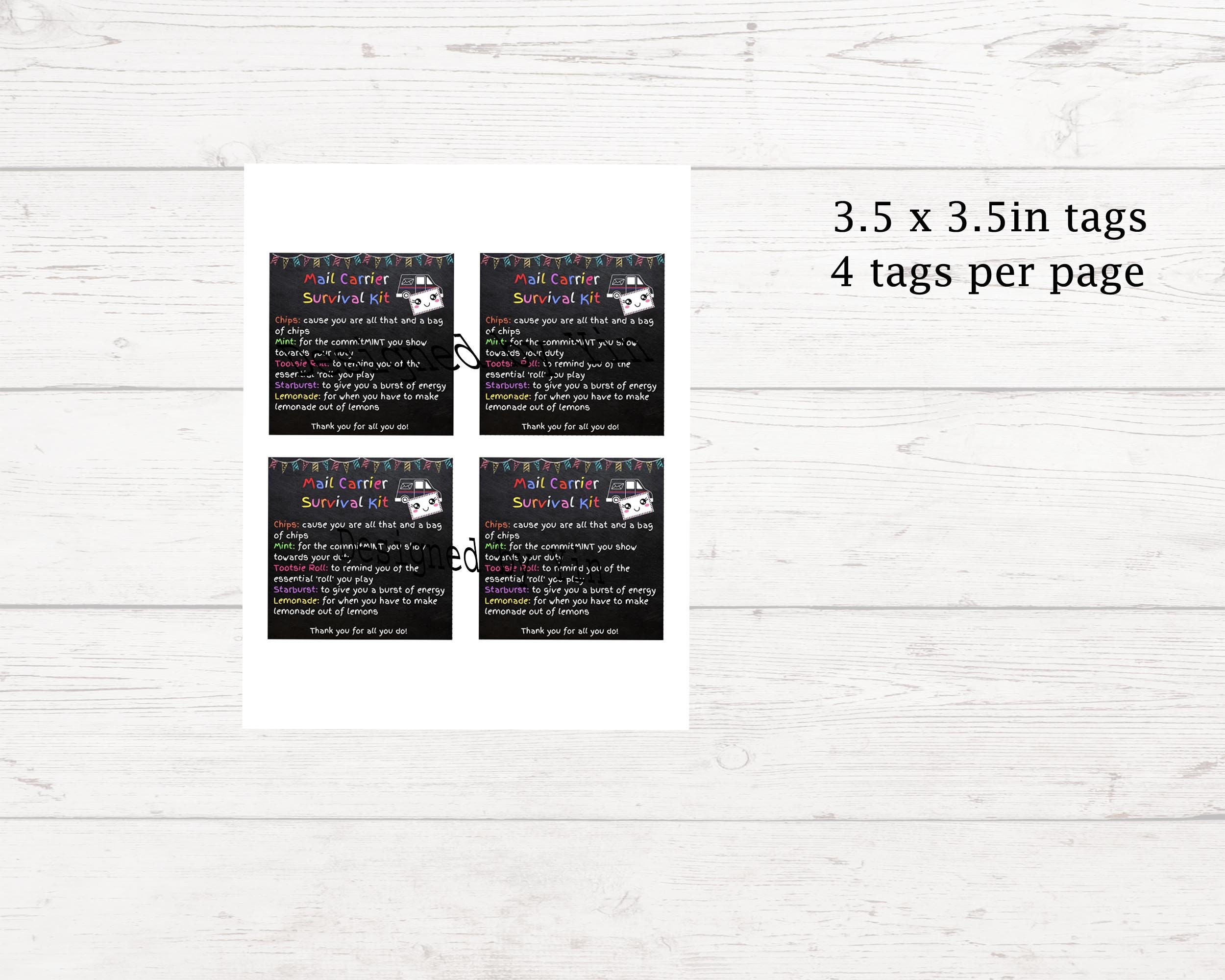 Postman Survival Kit Tag | Printable Survival Kit Mail Carrier | Postal ...