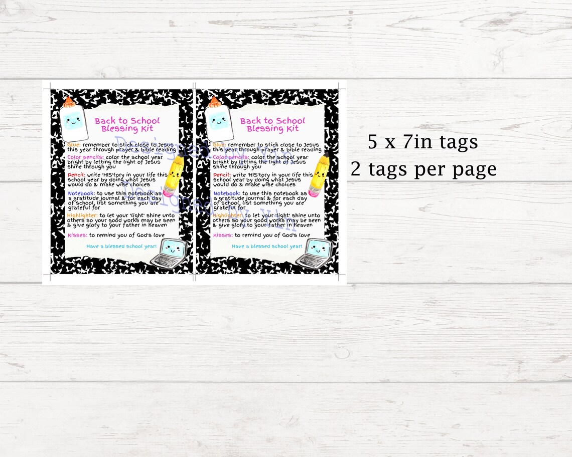 Back to School Blessing Kit | Back to School Prayer Gift Tag ...