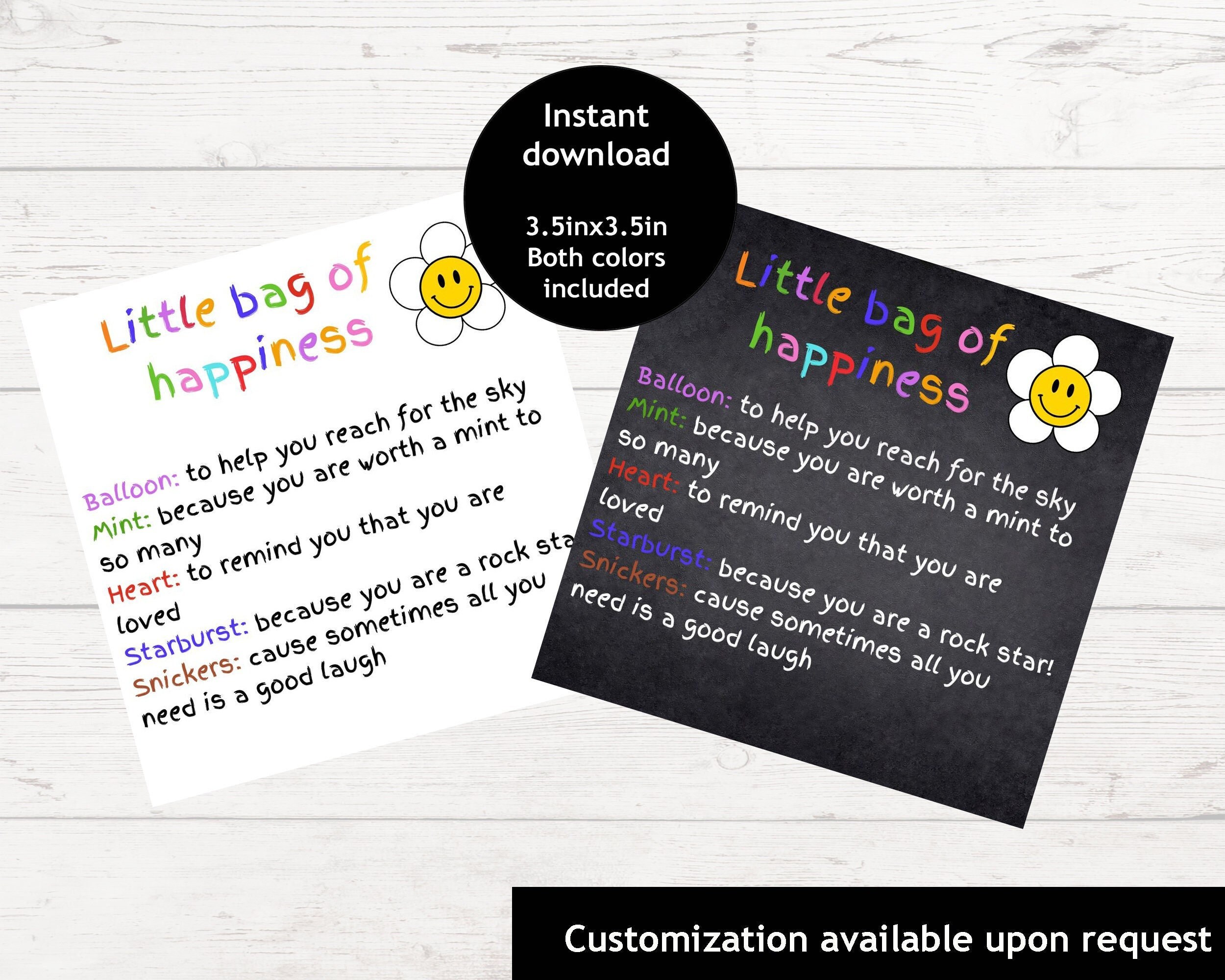 Little Bag of Happiness Printable Tag Gift for Friend to Cheer up ...
