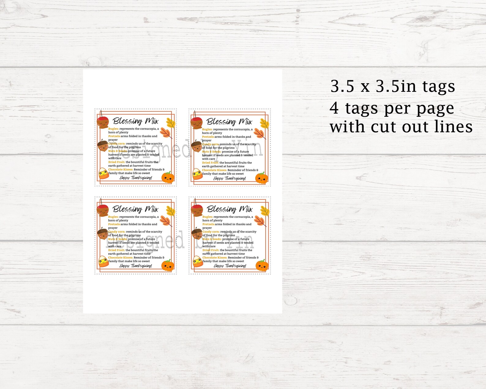 Printable Blessing Mix Gift Tag Instant Download Thanksgiving Blessing ...