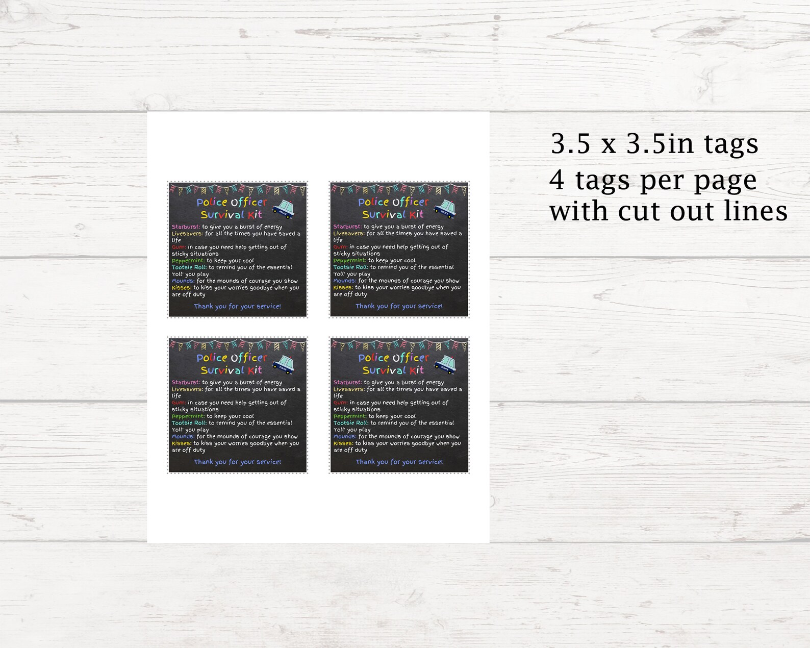 Police Survival Kit Tag National Police Appreciation Week Printable Tag ...