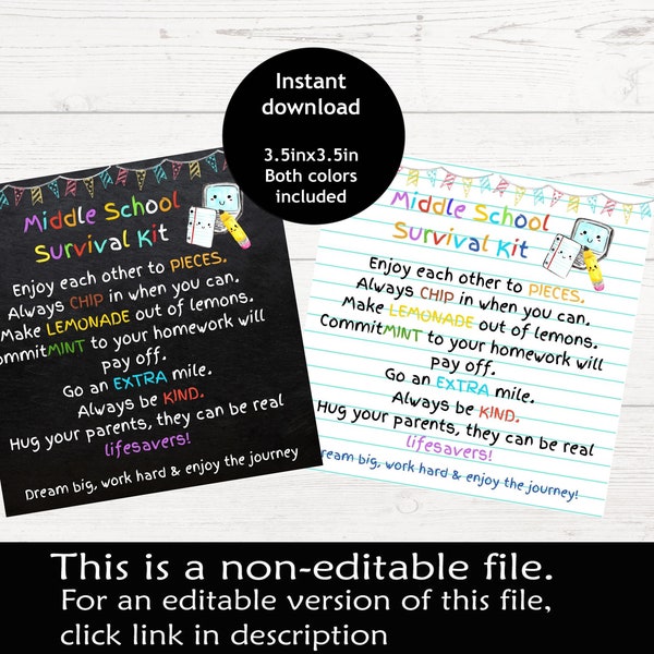 High School Survival Kit Printable - Etsy
