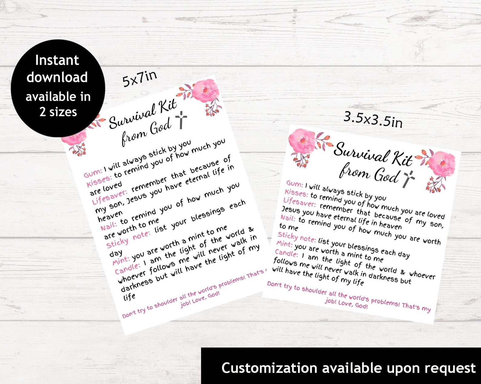 Printable Survival Kit From God God's Survival Kit - Etsy