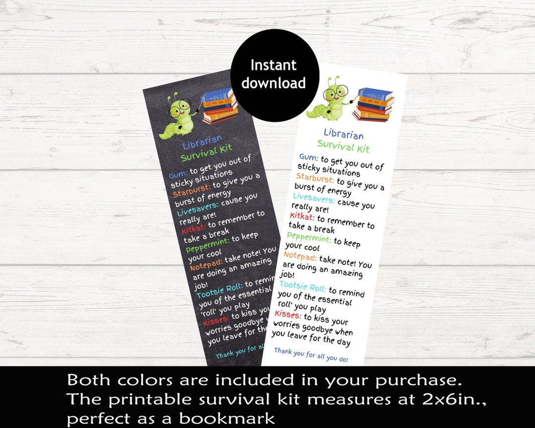 Librarian Survival Kit | Librarian Appreciation Gift | Printable ...