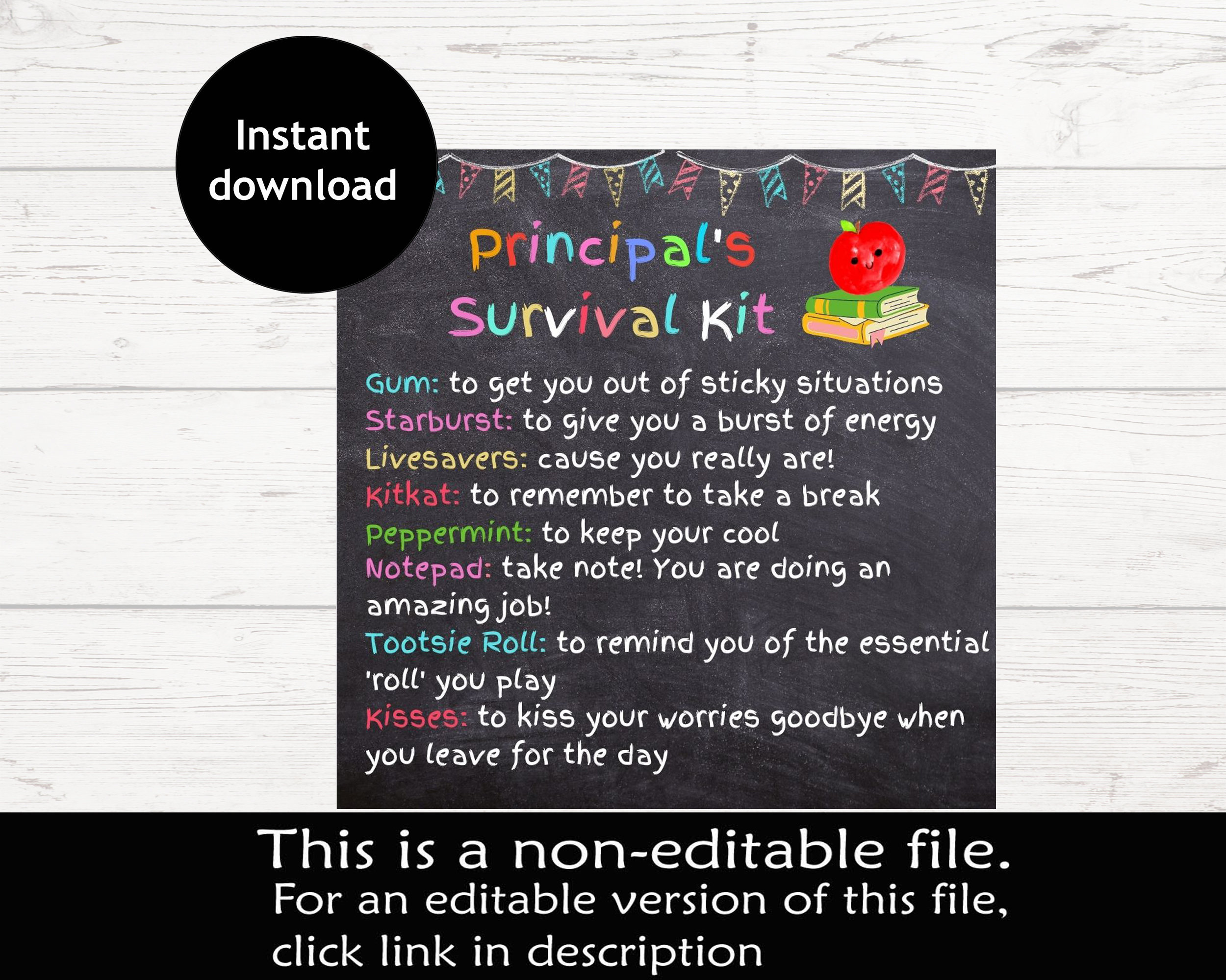 Principal's Survival Kit Printable Survival Kit Tag Principal ...