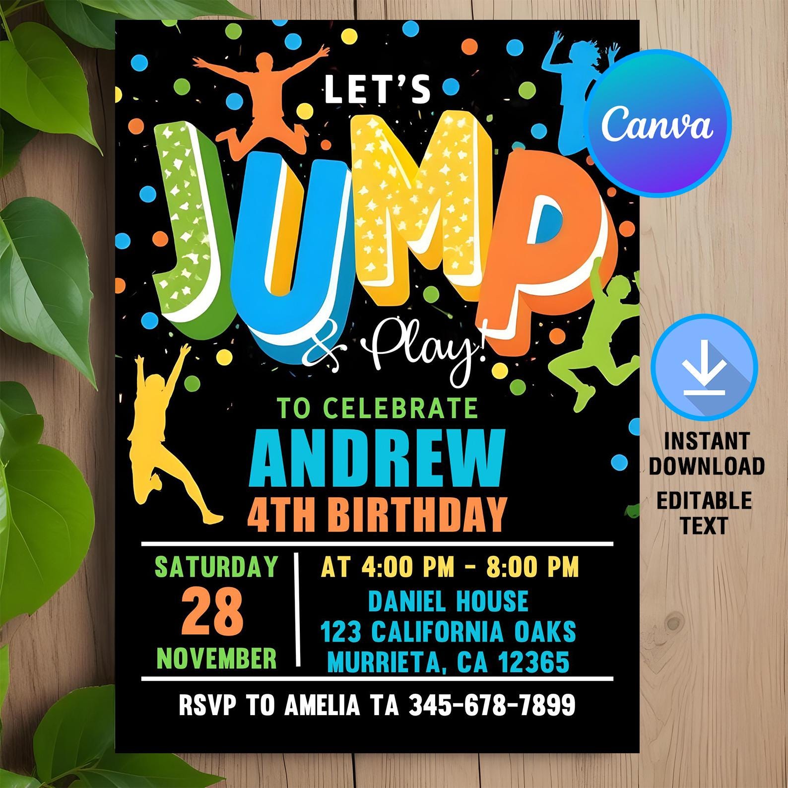 Jump and Play Invitation,jump Birthday Invitation,jump Birthday Party ...